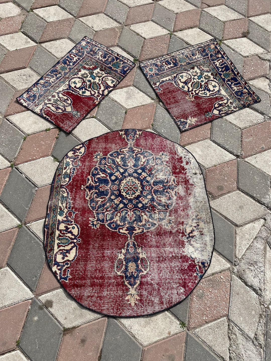 Small Red Rug 2.7 X 3.2 Ft Tiny Yellow Rugs Turkish Vintage Rugs Red ...