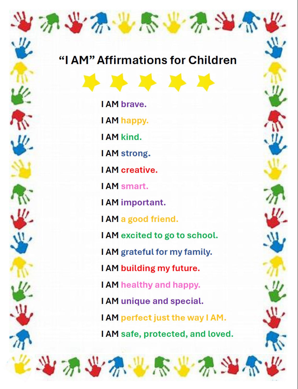 Printable "i Am" Affirmations for Children - Etsy