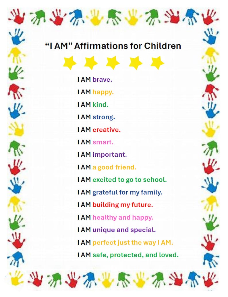 Printable "i Am" Affirmations for Children - Etsy