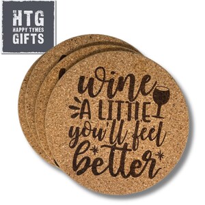 Cork Coasters Set of 4, Funny Wine Coasters, Wine Lover Gifts ...