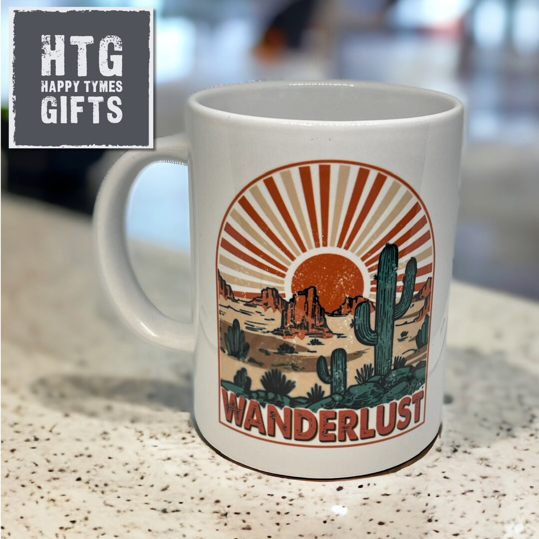 Wonderlust Southwestern Sunrise Cactus Mug Arizona Sunset and Saguaros ...