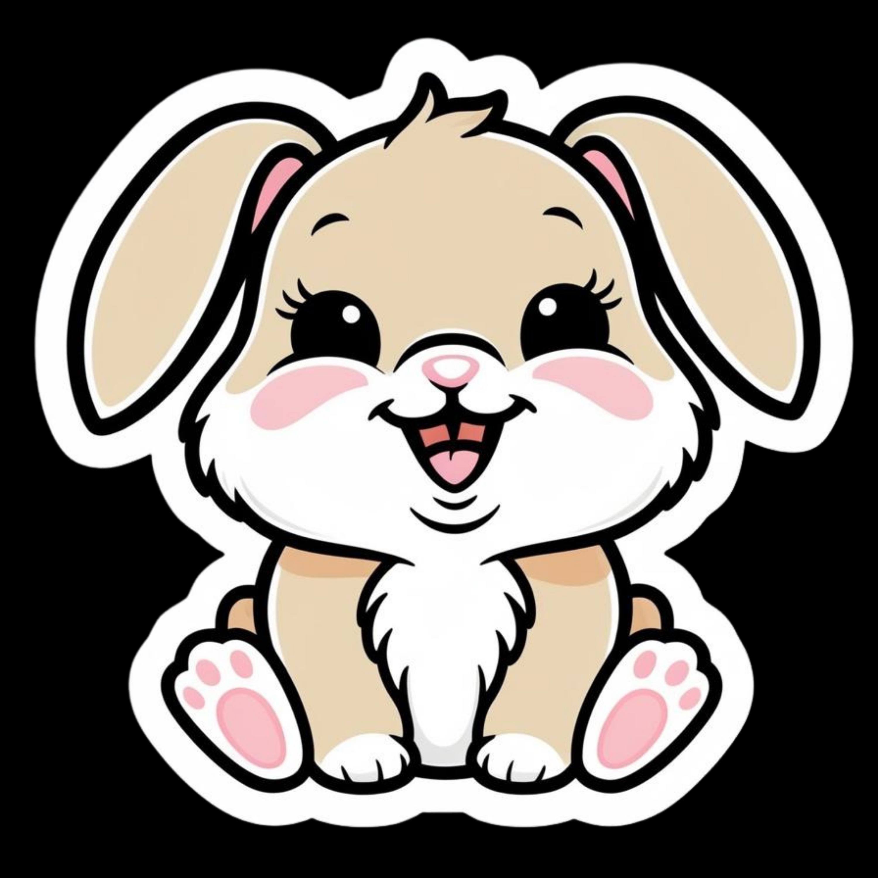 Cute Kawaii Rabbit Sticker – Adorable Animal Decal for Laptops ...