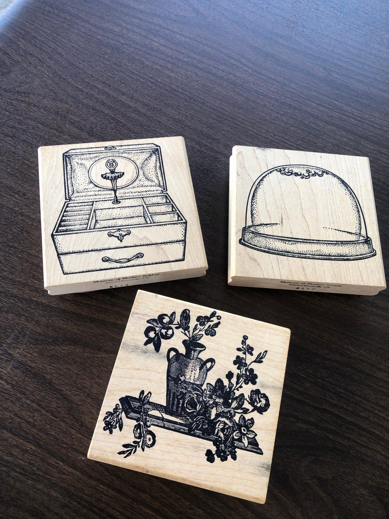 Vintage Large Rubber Stamp Lot Museum of Modern Rubber Floral Globe ...