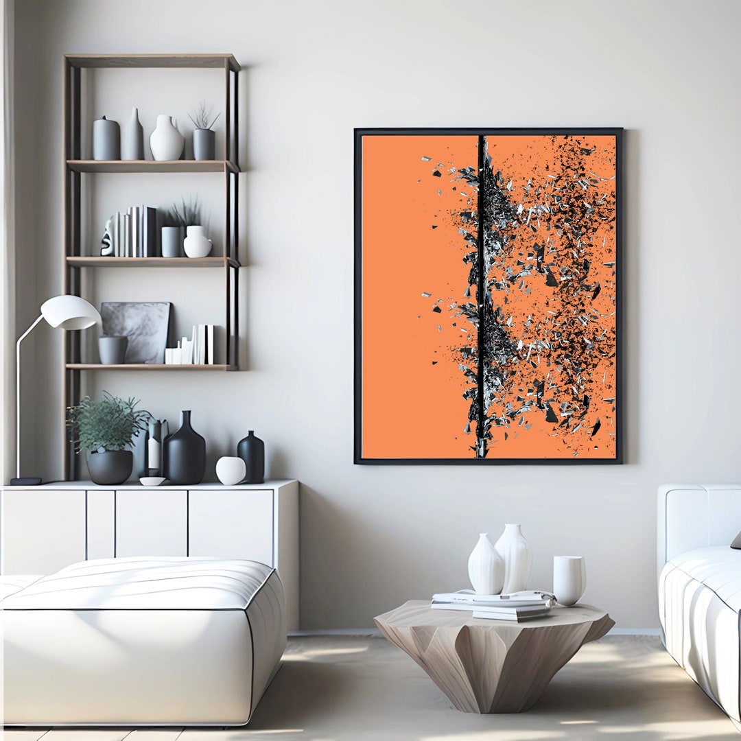 Printable Orange Broken Glass Art, Digital Prints, Printable Wall Art ...
