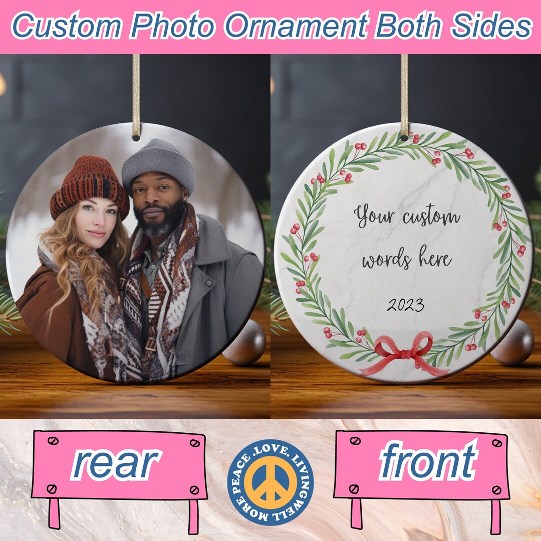 Custom Photo Ornament Both Sides Christmas Photo Ornament Unique Tree ...