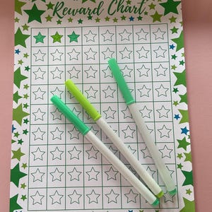 Green Star Reward Chart Printable – Kids Behaviour Chart – Instant ...