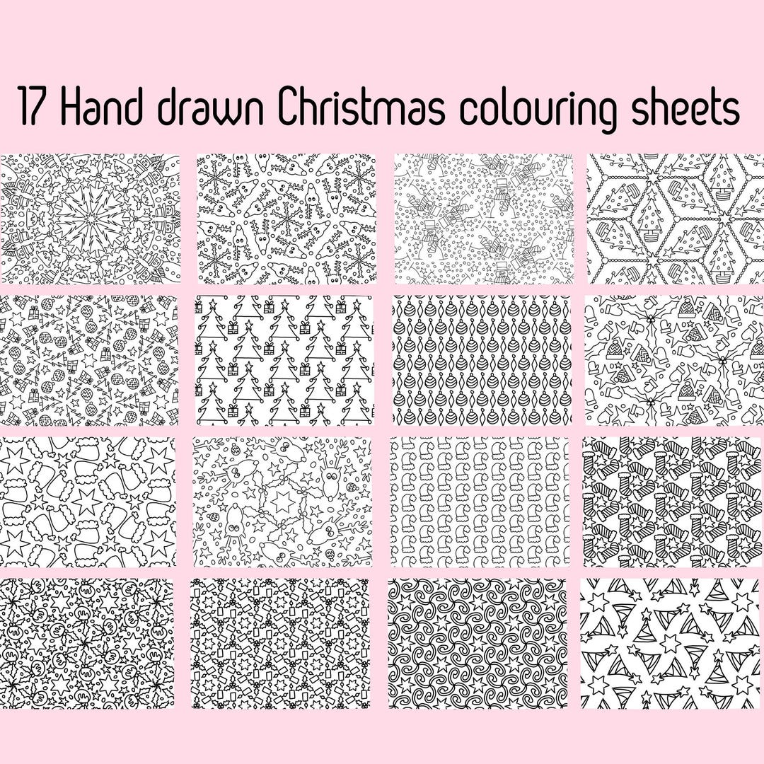 Hand Drawn Christmas Colouring Pages Printable PDF Instant Download - Etsy