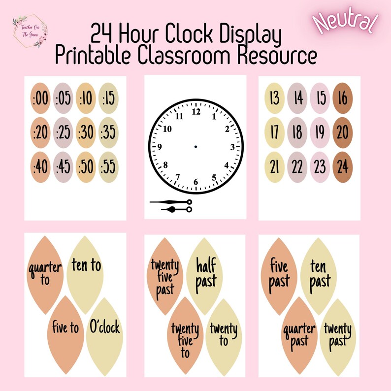 Printable Clock Display | Neutral Theme - Etsy