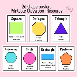Printable 2 D Shapes | Classroom Display Posters - Etsy