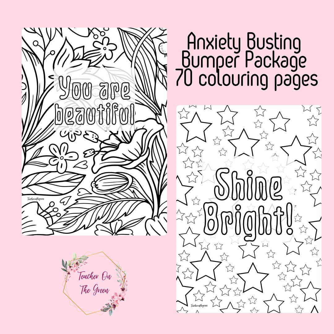 Positive Words Colouring Bundle | Printable | 70 Sheets - Etsy