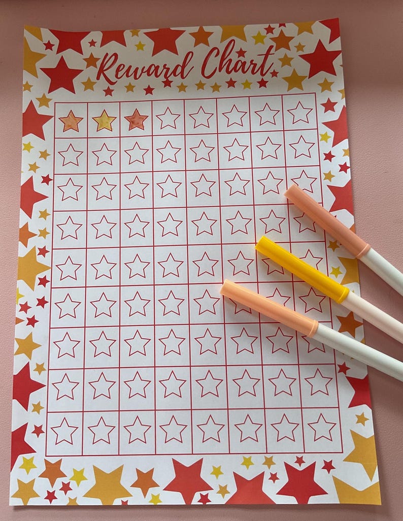 Orange Star Reward Chart Printable – Kids Behaviour Chart – Instant ...