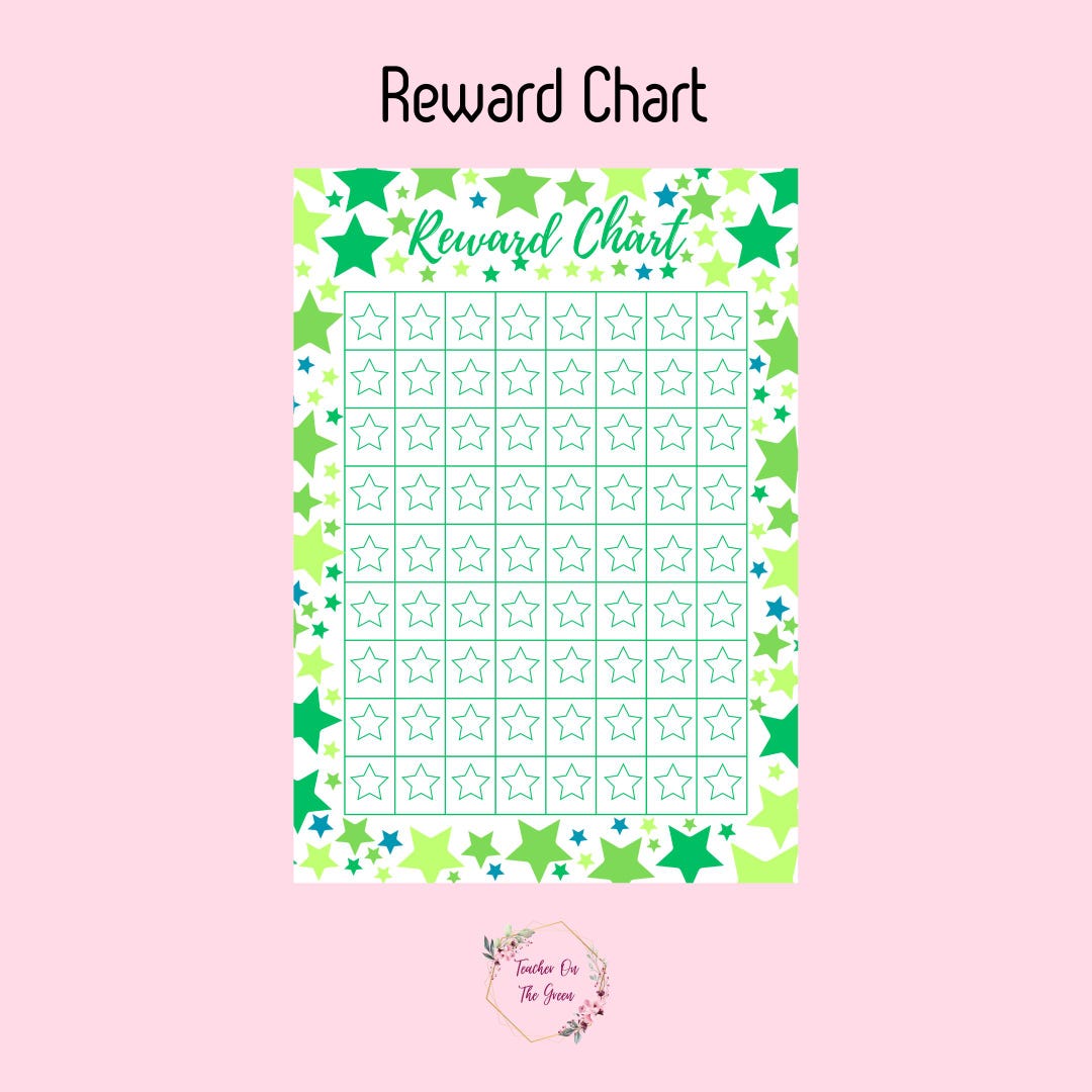 Green Star Reward Chart Printable – Kids Behaviour Chart – Instant ...
