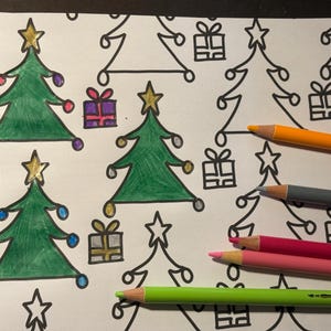Hand Drawn Christmas Colouring Pages Printable PDF Instant Download - Etsy