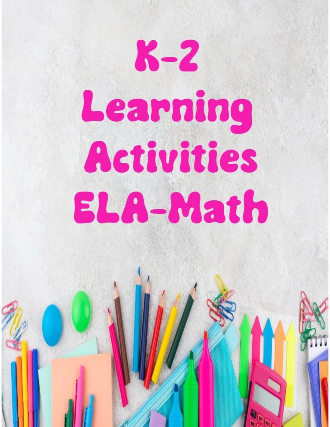 K-2 Learning Activities Ela-math - Etsy