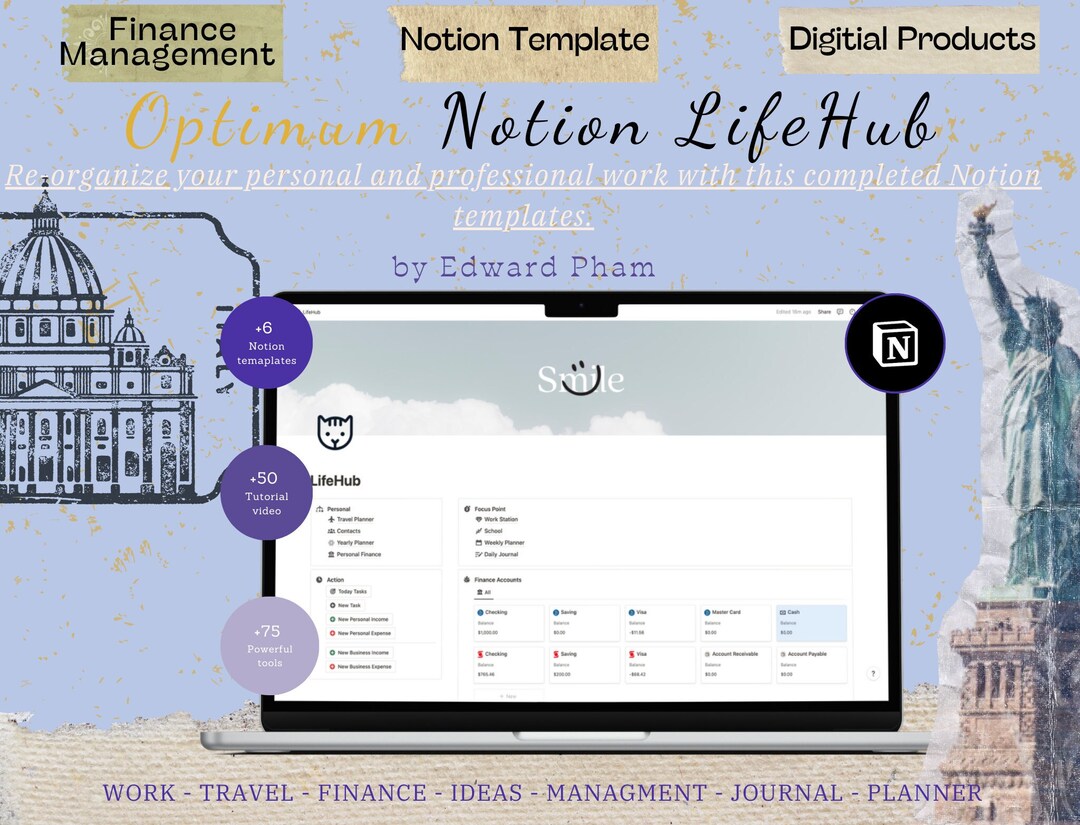Optimum Notion Lifehub, Notion Dashboard, Notion All in One Template ...
