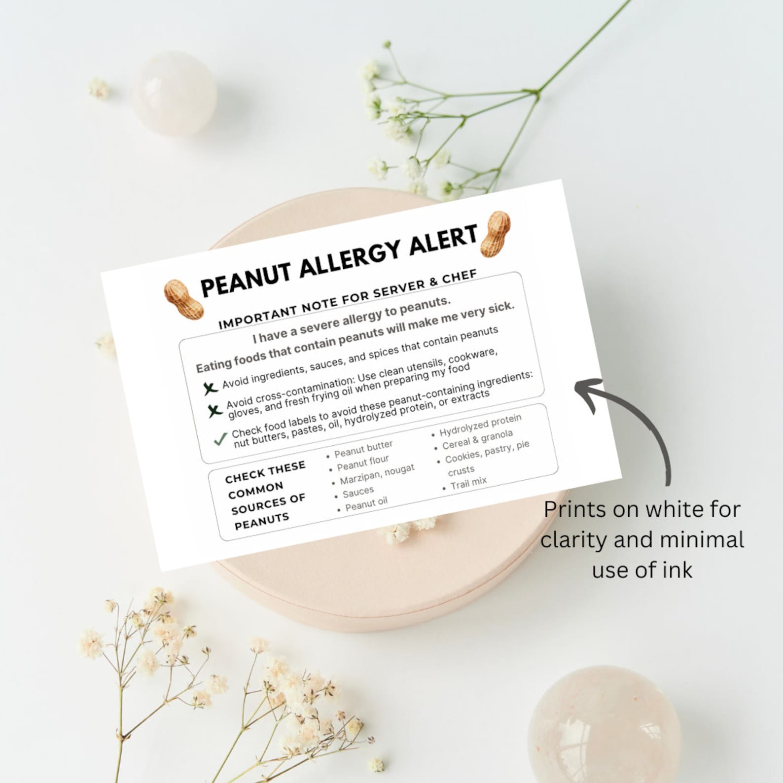 Printable English Peanut Allergy Card • Peanut Allergy Restaurant Card ...