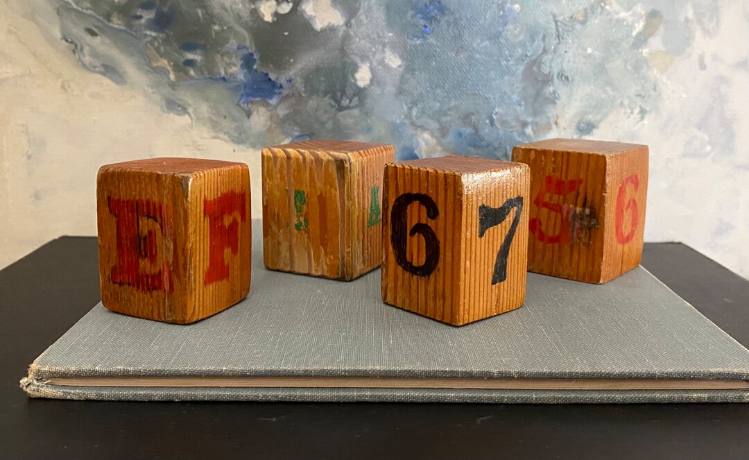 Rustic Wooden Blocks Set of 4 Handcrafted Antique Vintage Wood Blocks ...