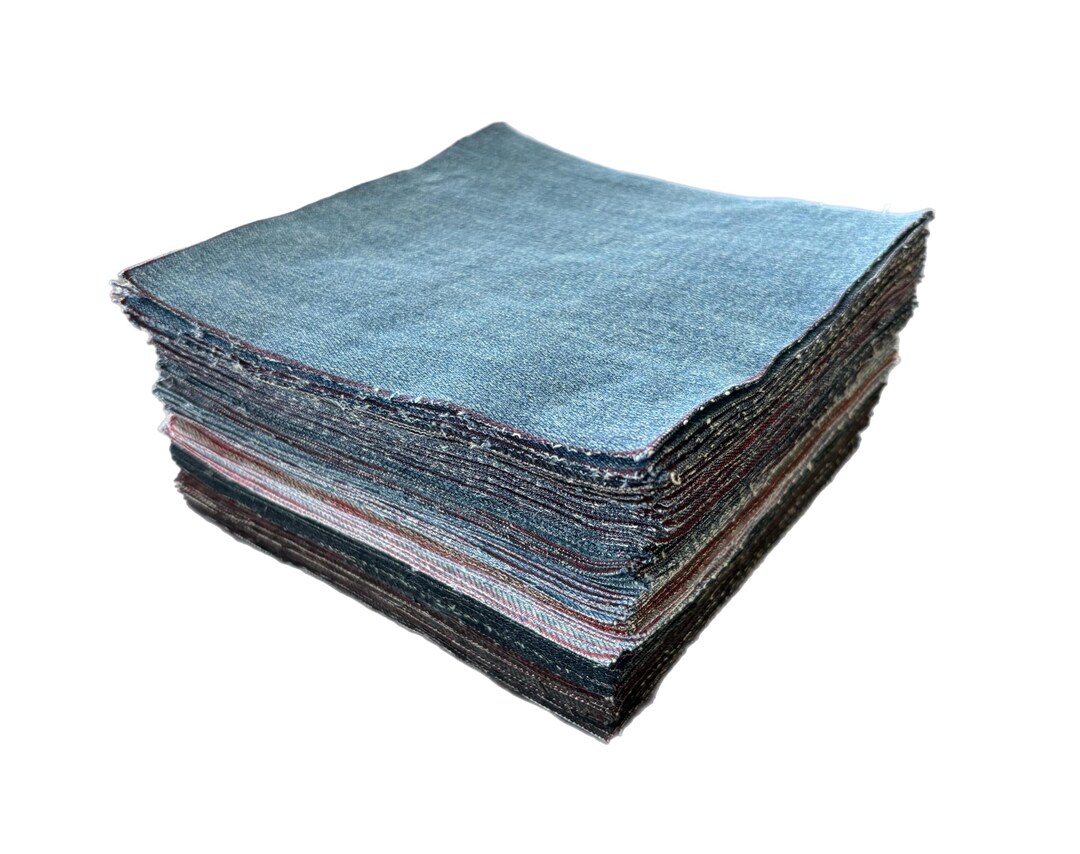 Denim Squares 100 Pieces 8 Multi Colour Jean Squares for Quilting Pre ...
