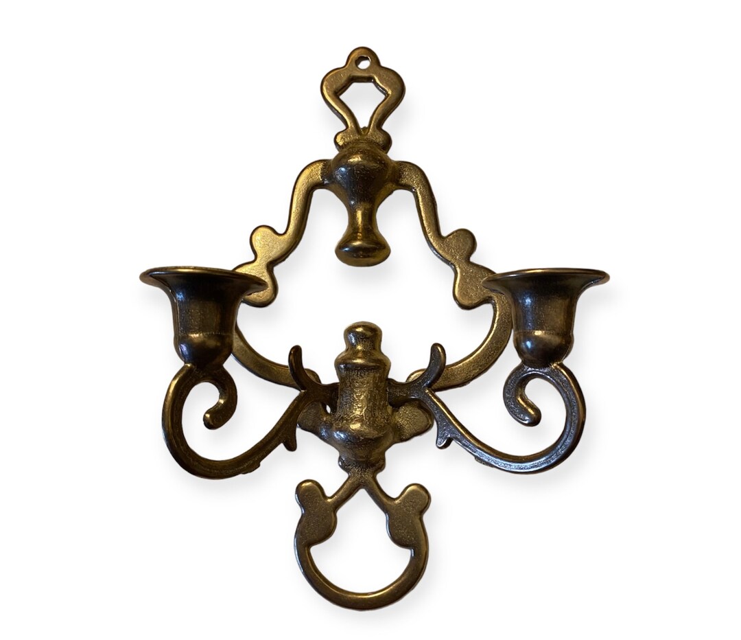 Vintage Brass Two-arm Ornate Wall Candlestick Holder Candle Sconce 2 ...
