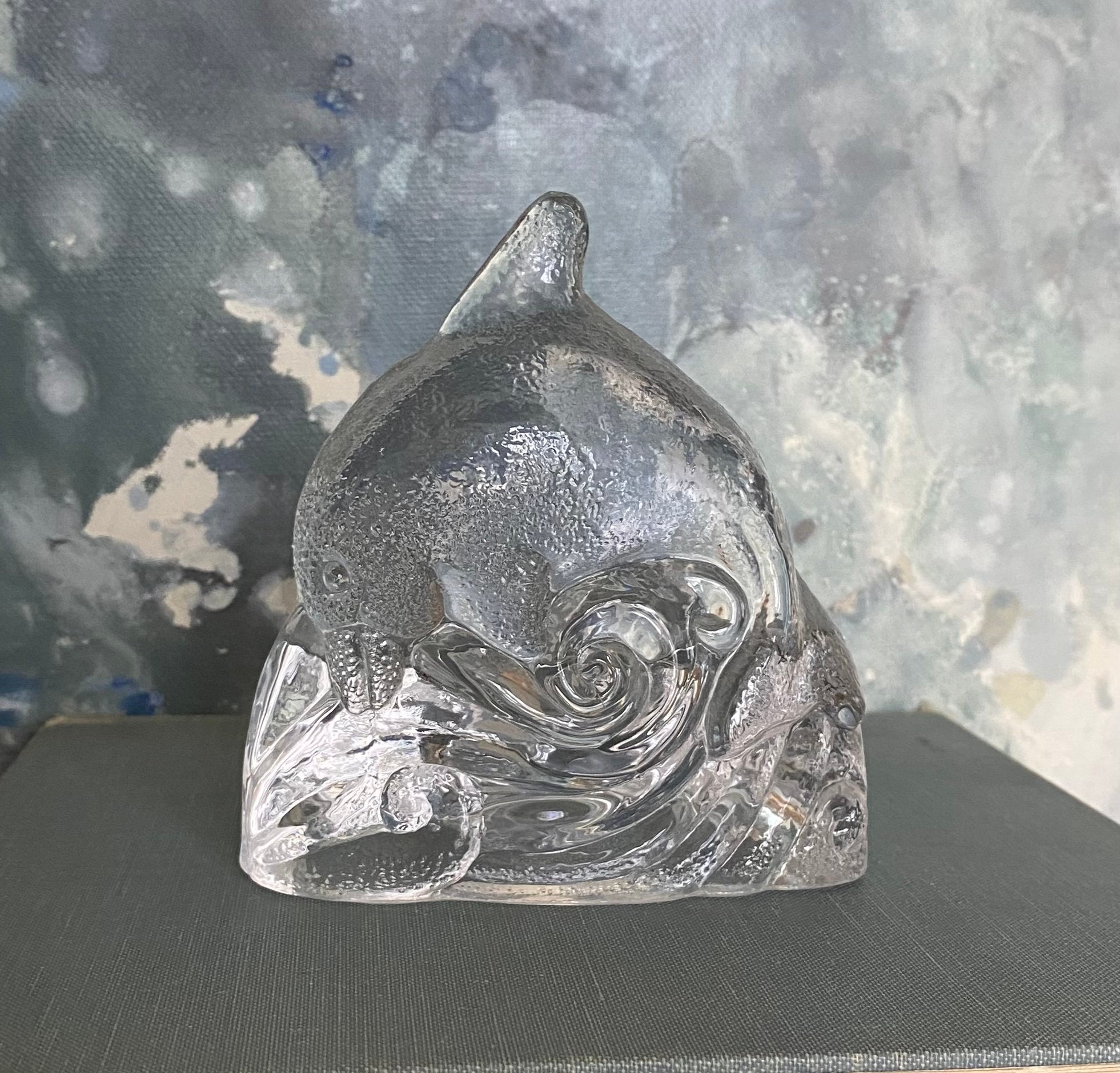 Vintage 90s Dolphin Tealight Candle Holder Partylite Clear Glass Candle ...