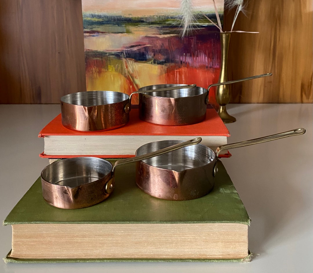 Vintage MCM Copper Brass Measuring Cups Set of 4 Nesting Measuring Cups ...