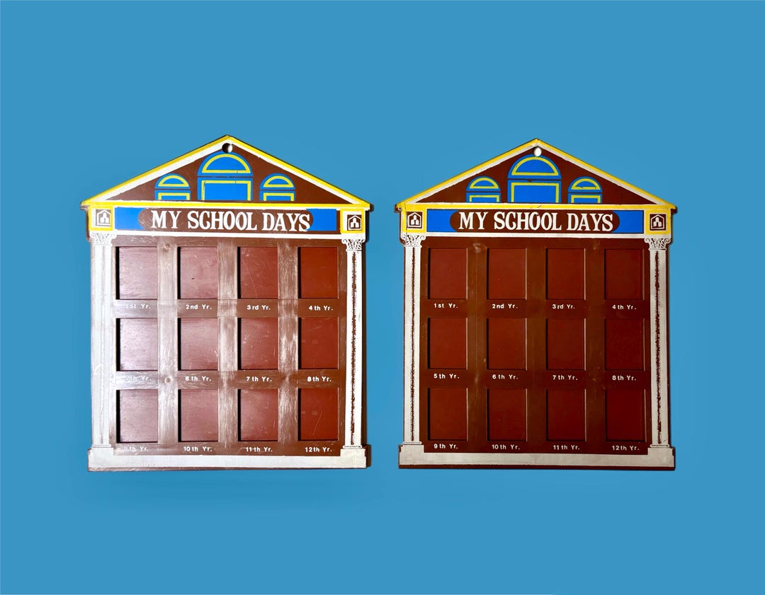 Vintage School Photos Display 70s My School Days Frames Set of 2 School ...