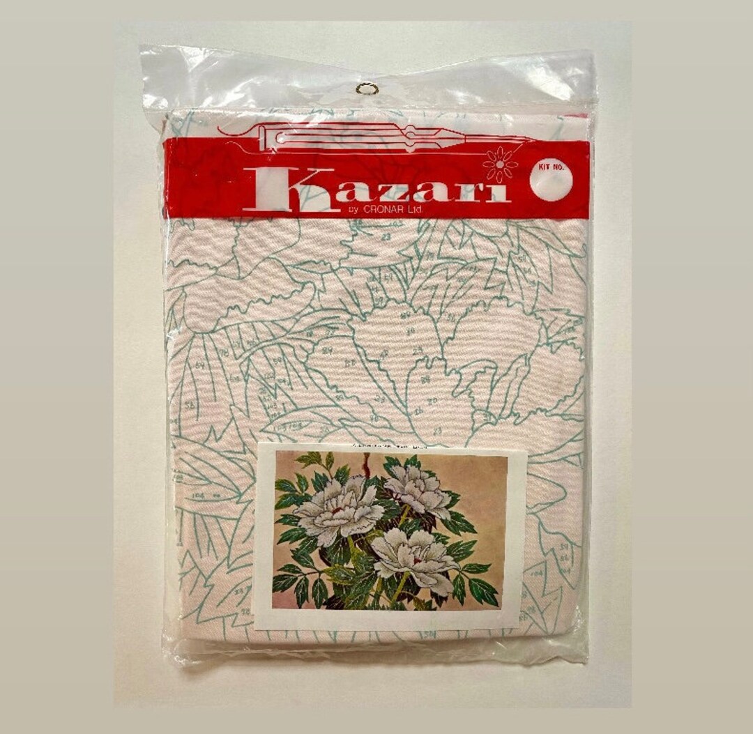 Vintage Bunka Japanese Punch Embroidery Kit MCM Kao Rayon Bunka Yarn ...