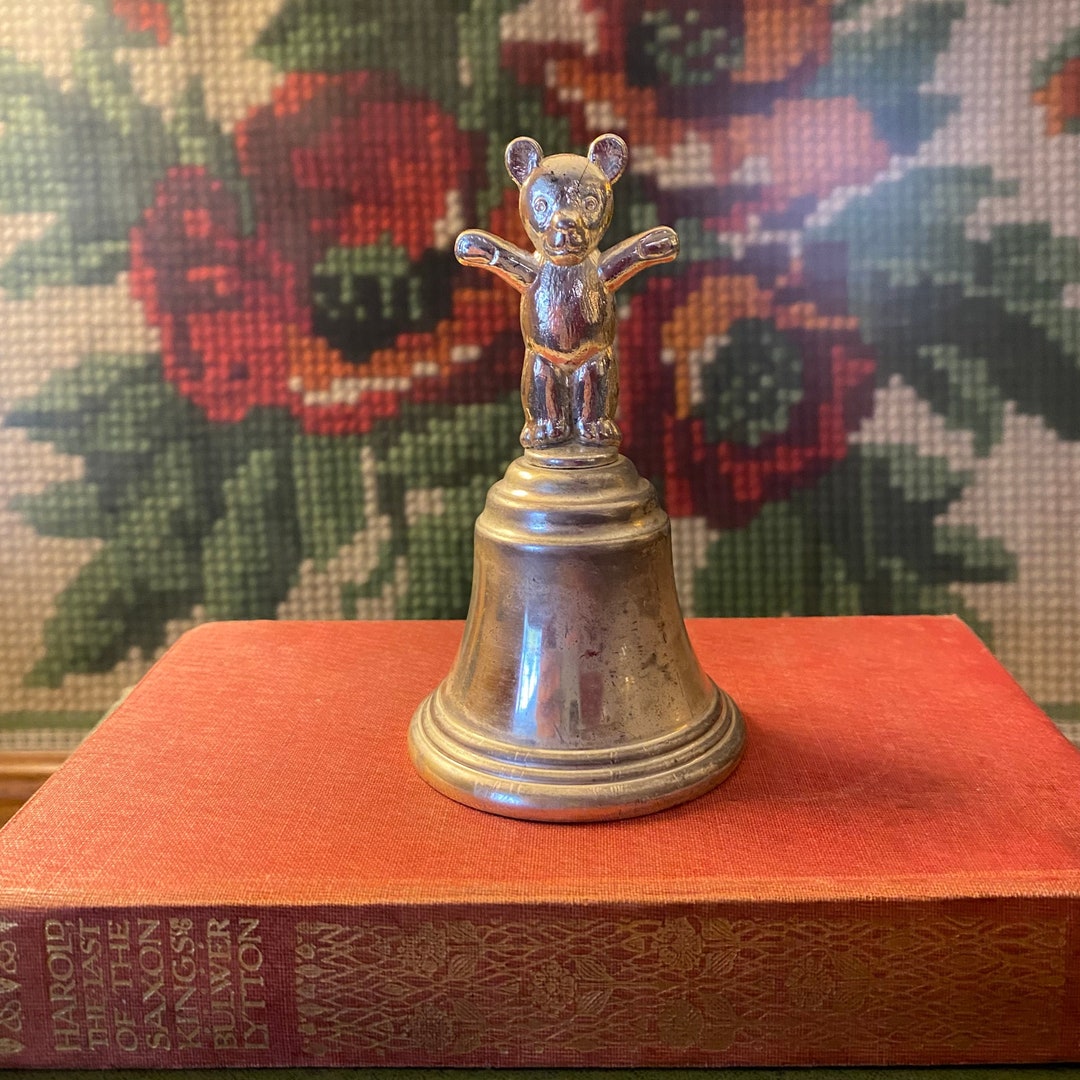 Vintage 1933 Silver Plated Bell Bear Silver Bell England Aged Patina ...