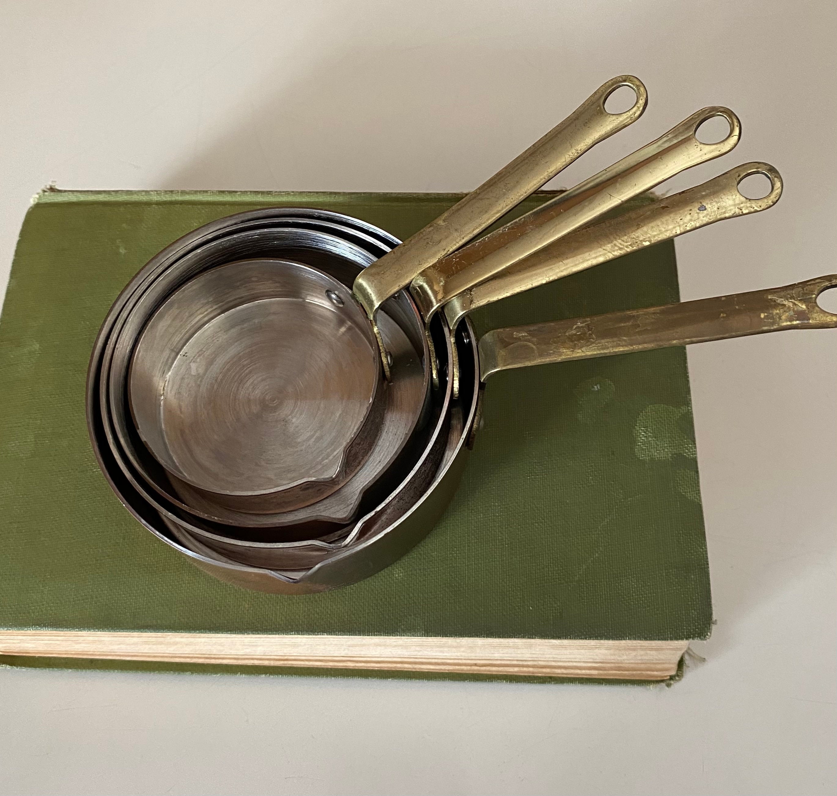 Vintage MCM Copper Brass Measuring Cups Set of 4 Nesting Measuring Cups ...