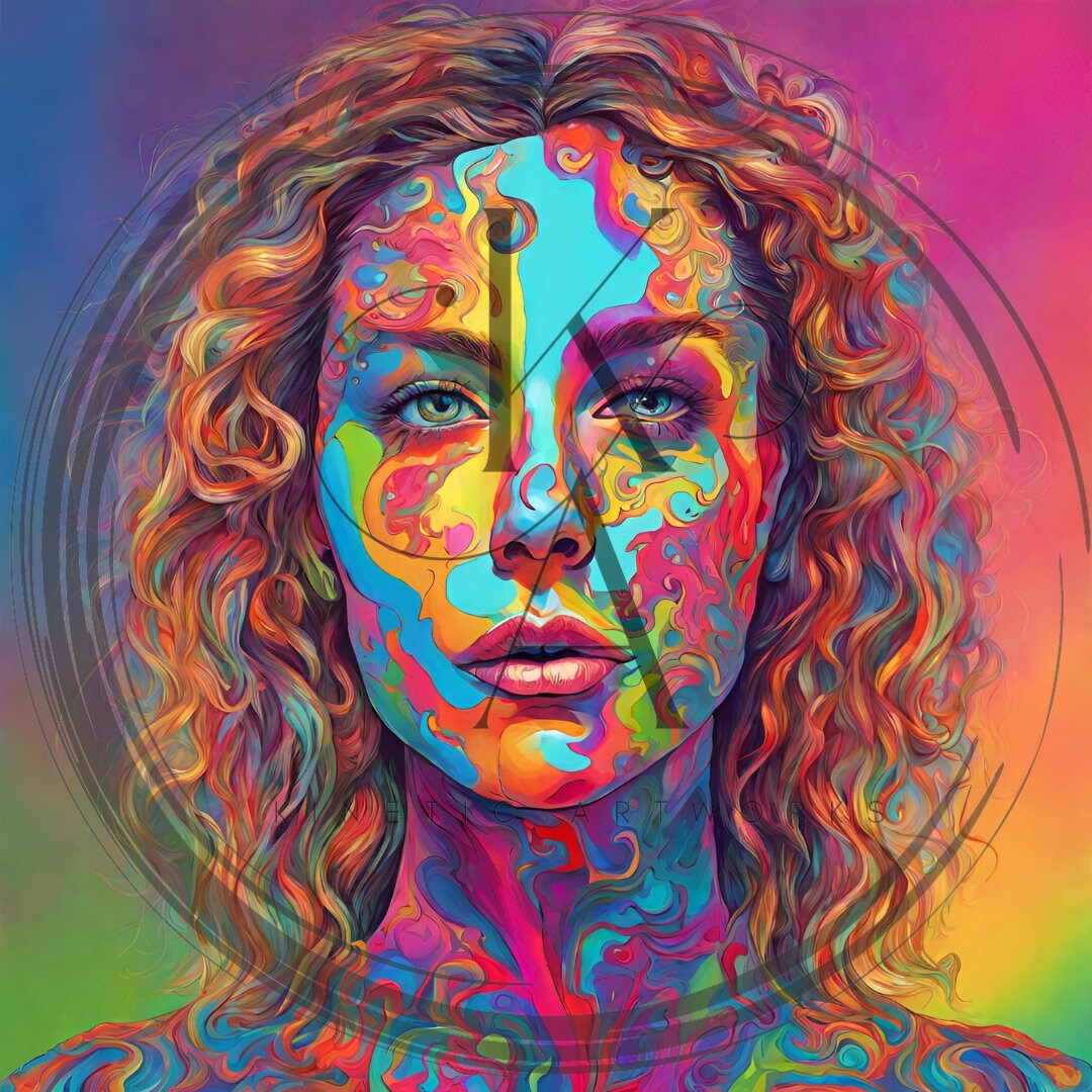 Psychedelic Portraits Printable Digital Arts Set of 45 - Etsy