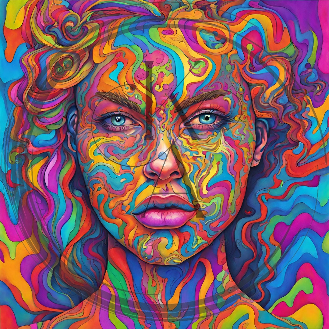 Psychedelic Portraits Printable Digital Arts Set of 45 - Etsy