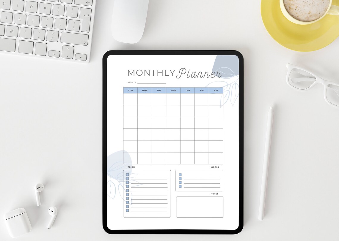 Monthly Planner, Monthly Organizer, Digital Planner, Printable Planner ...