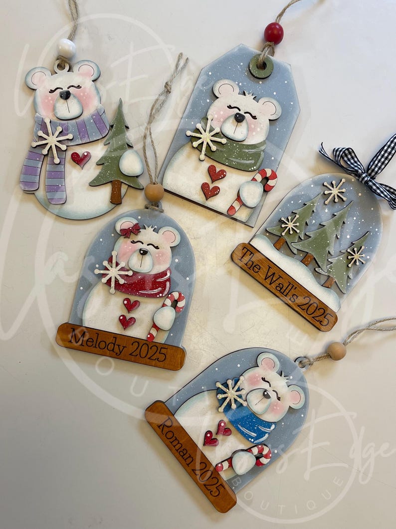 Beary Merry Christmas Polar Bear Personalized Ornaments - Etsy