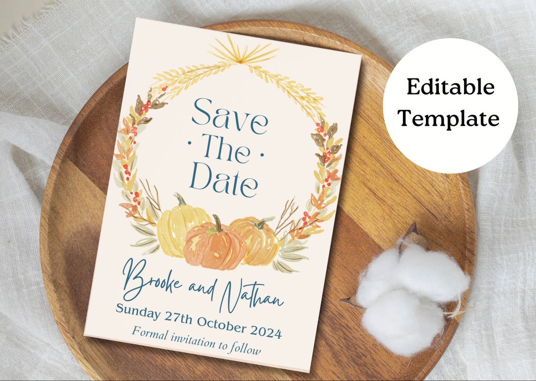 Save the Date | Autumn Save the Date | Autumn Invitation | Pumpkin Save ...