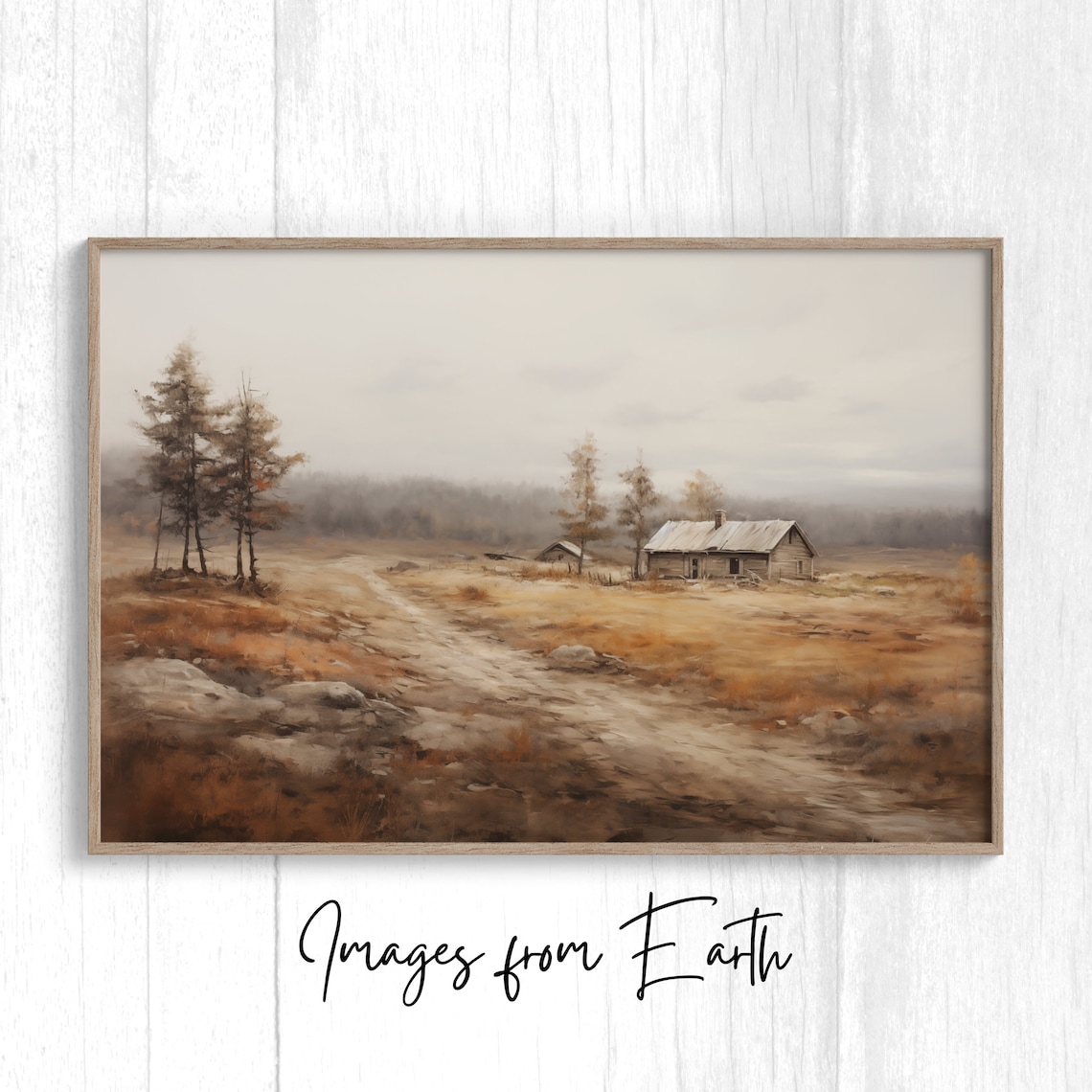 Vintage Farm Landscape Print Wall Art, Rustic Landscape Antique Farm ...