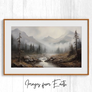 Foggy Mountain Creek Print Wall Art, Mountains Shrouded by Mist a Foggy ...