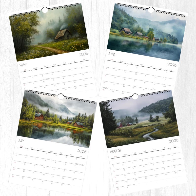 2026 Misty Mornings Wall Calendar, Rustic Cabin Nature Photography ...