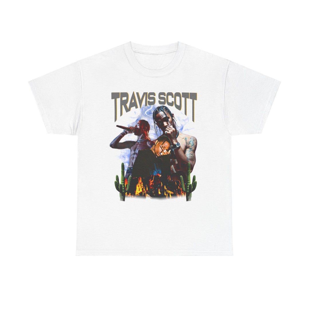 Travis Scott Graphic White Black Tshirt Y2K Hip Hop Streetwear Tee ...