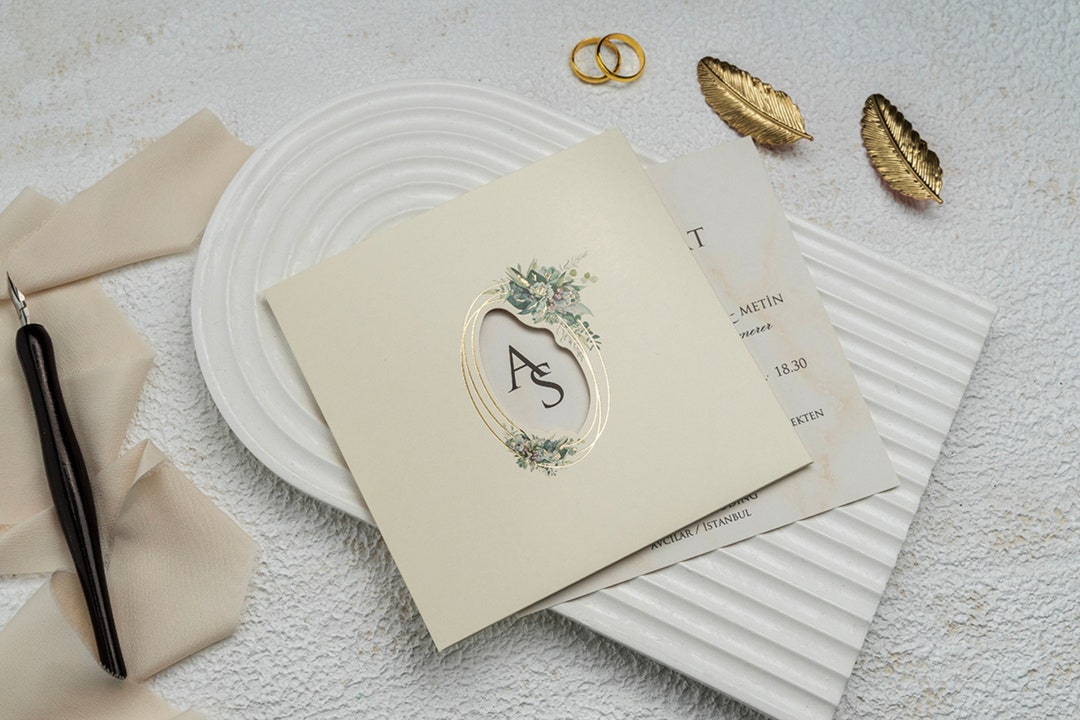 White Themed Wedding Invitation Card, Unique Invitation, Wedding ...