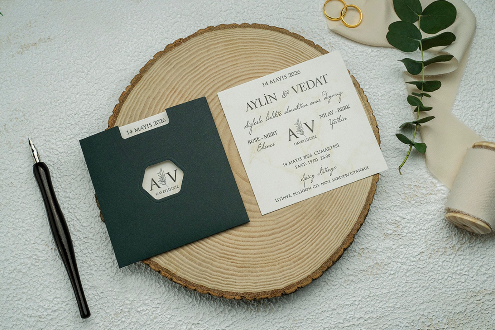 Green and White Stylish Invitation Modern Paper Invitation With ...
