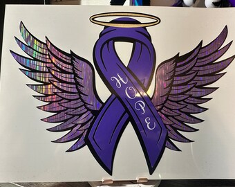 Cancer Ribbon Sticker, Cancer Awareness, Purple Ribbon, Pink Ribbon ...