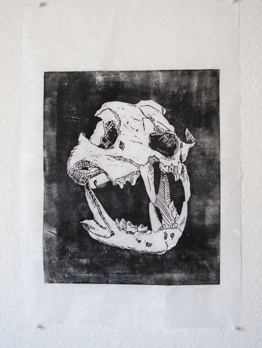 Saber Linocut Print Original Artwork Sabertooth Tiger Sabertooth Art ...