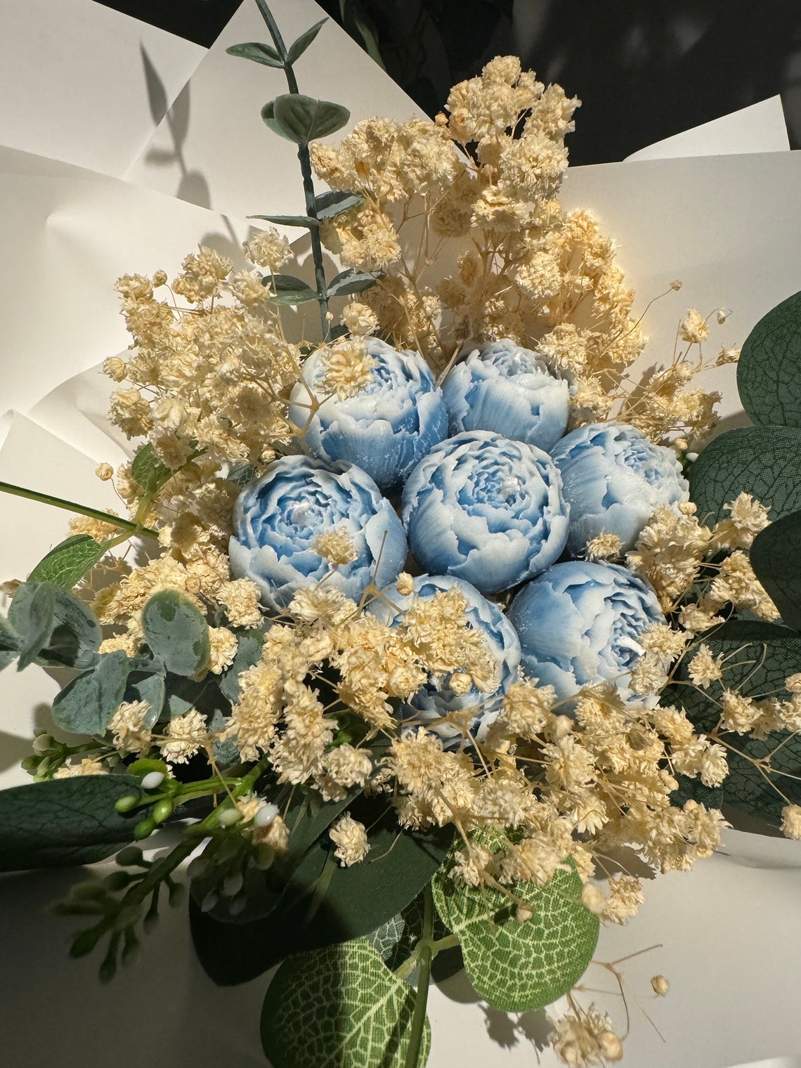 Candle Flower Bouquet| Flower Bouquet | Handmade Candles| Blue Flower ...