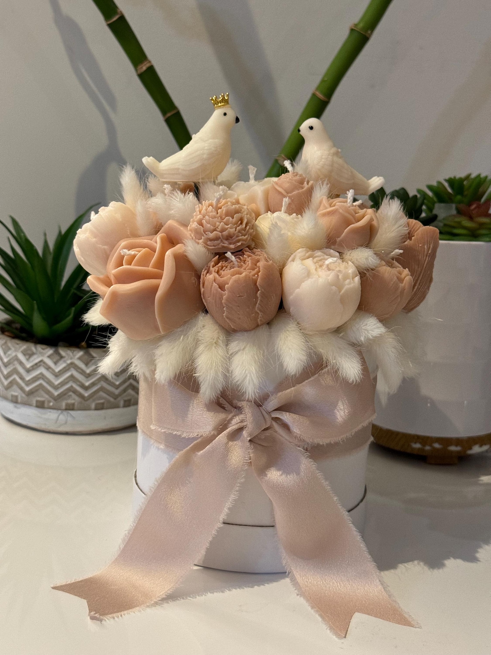 Candle Flower Bouquet| Mothers Flower Bouquet | Handmade Bouquet ...