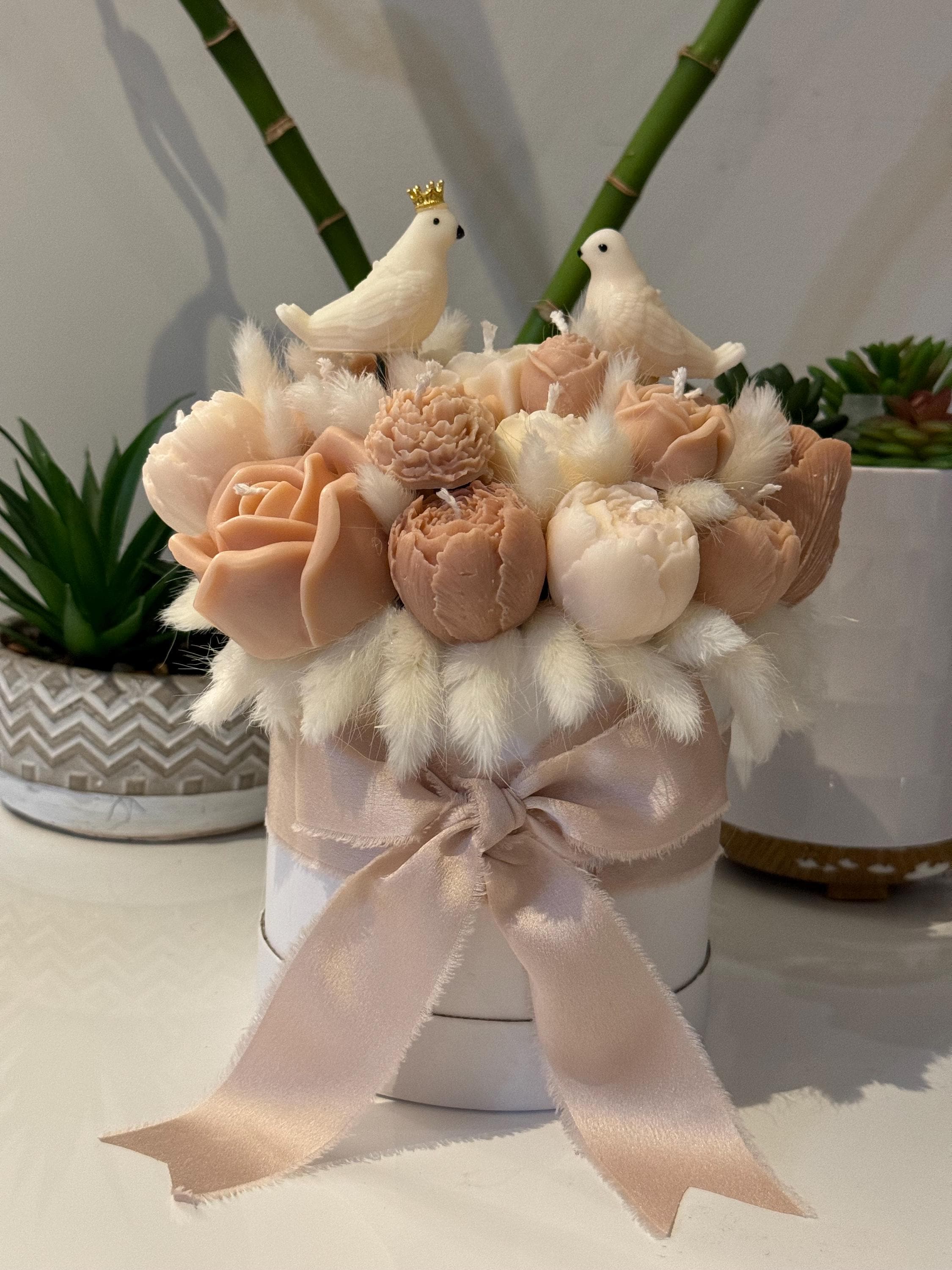 Candle Flower Bouquet| Mothers Flower Bouquet | Handmade Bouquet ...