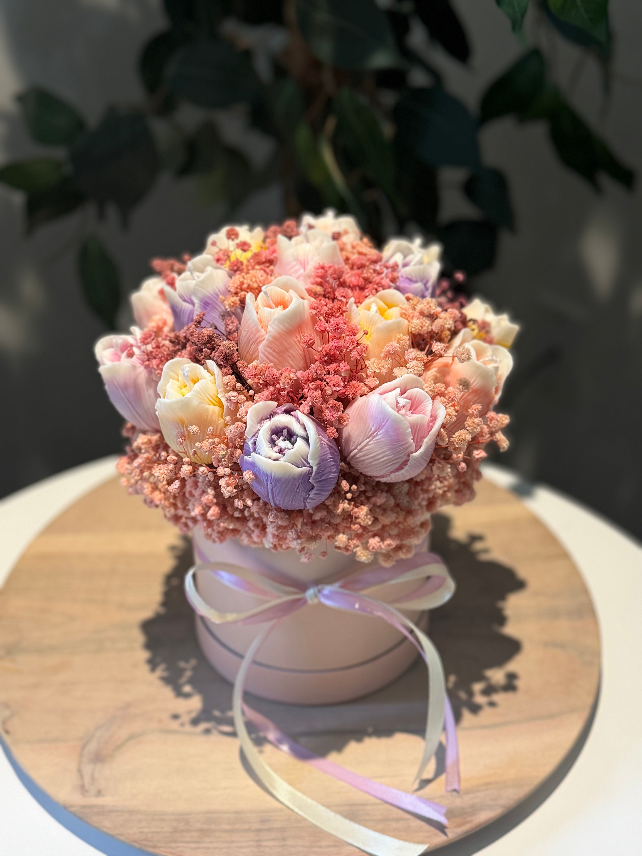 Candle Flower Bouquet Tulip Flower Bouquet Handmade Bouquet Soywax ...