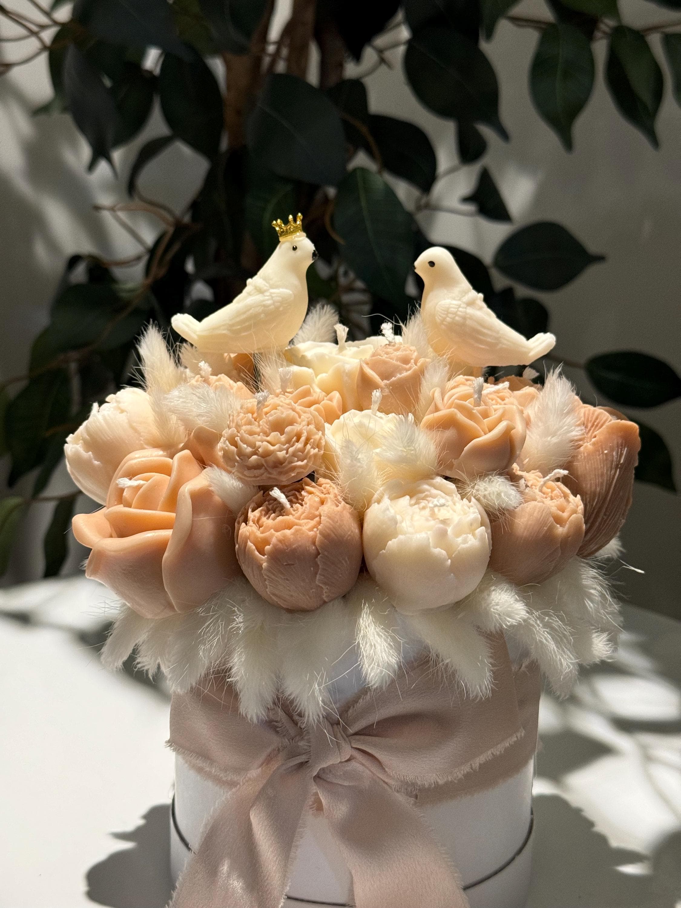 Candle Flower Bouquet| Mothers Flower Bouquet | Handmade Bouquet ...