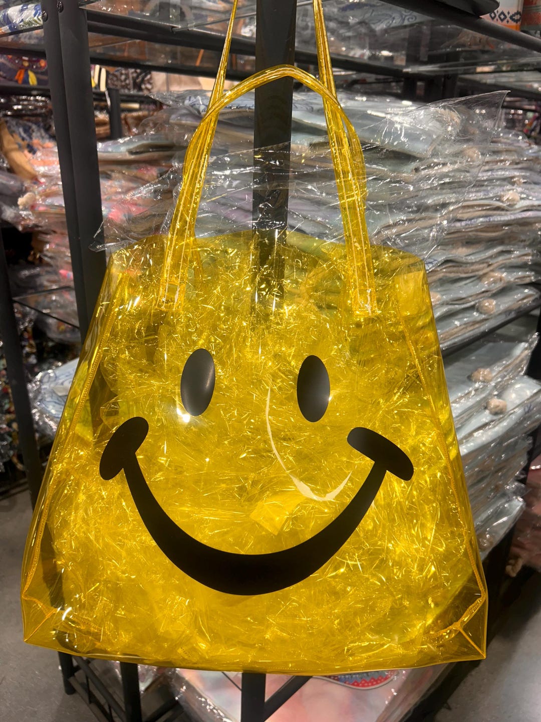 Happy Face tote Smiley Face Plastic Bag Reusable - Etsy