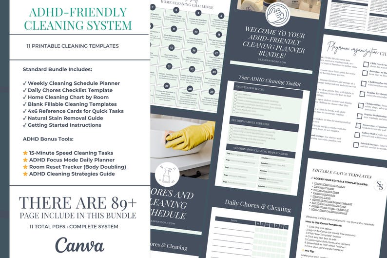 ADHD Cleaning Planner Bundle | Neurodivergent Friendly Checklists ...