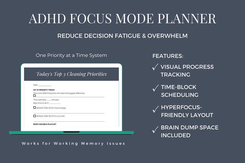 ADHD Cleaning Planner Bundle | Neurodivergent Friendly Checklists ...